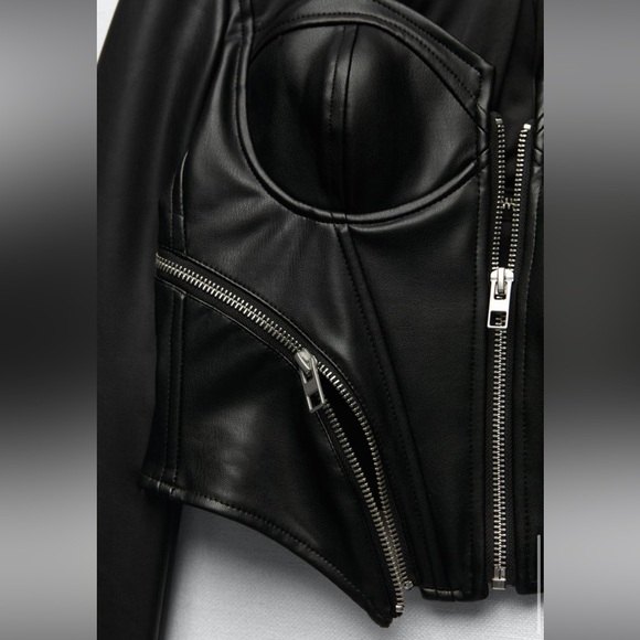Zara | Jackets & Coats | Faux Leather Corset Style Jacket | Poshmark